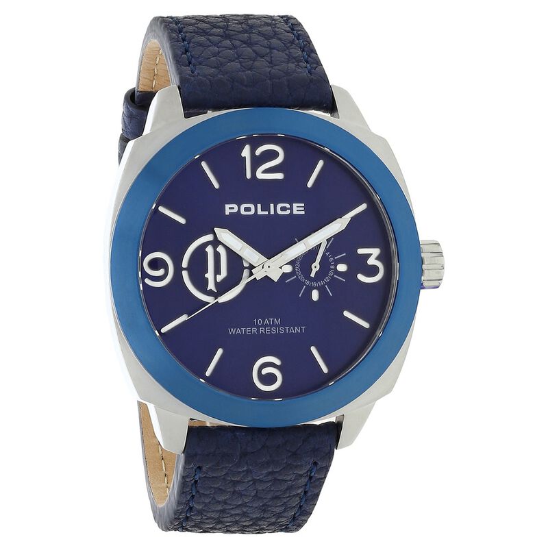 Buy Online Police Quartz Analog Blue Dial Leather Strap Watch for Men ...