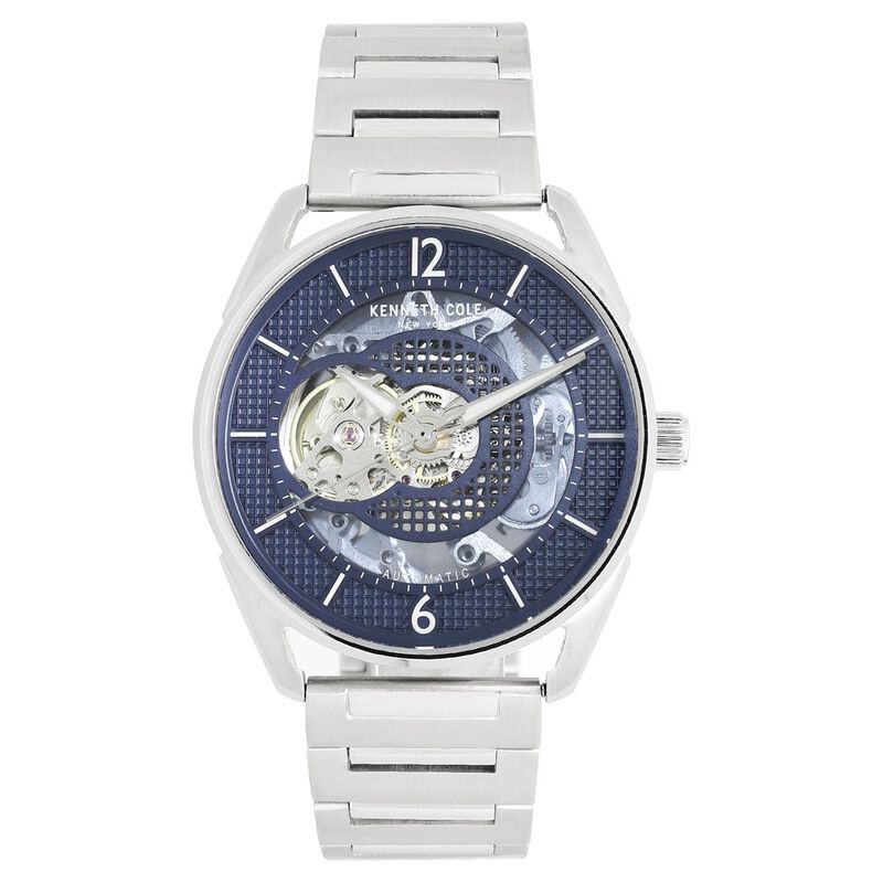 Buy Online Kenneth Cole Automatic Blue Dial Stainless Steel Strap Watch ...