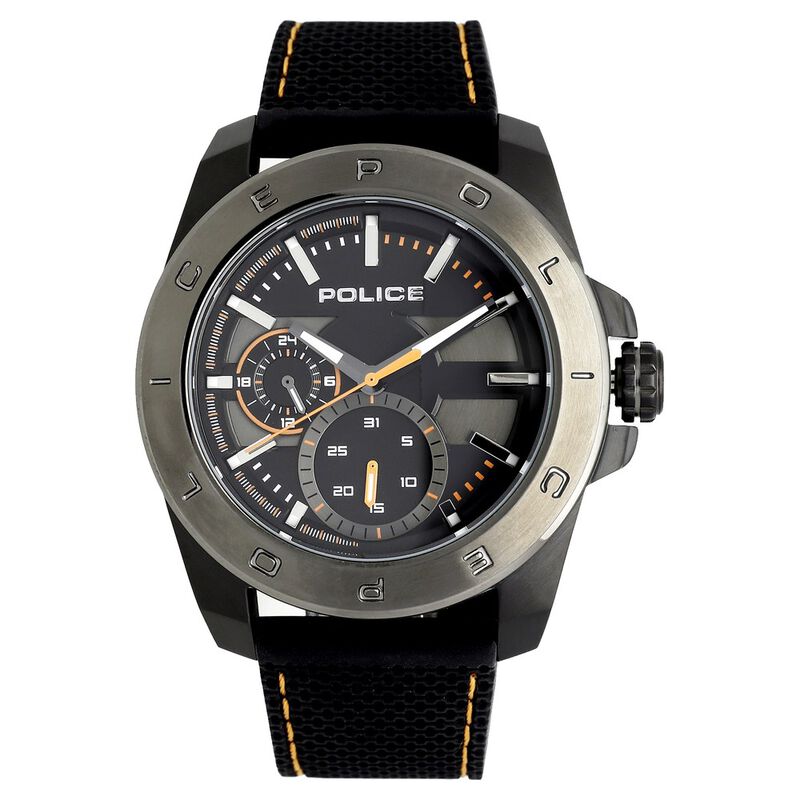 Buy Online Police Quartz Multifunction Black Dial Leather Strap Watch ...