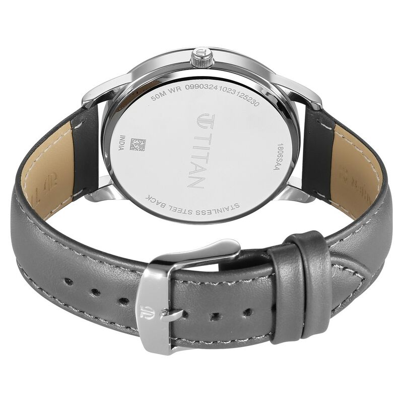 Buy Online Titan Wrist Wit Quartz Analog with Date Grey Dial Leather ...