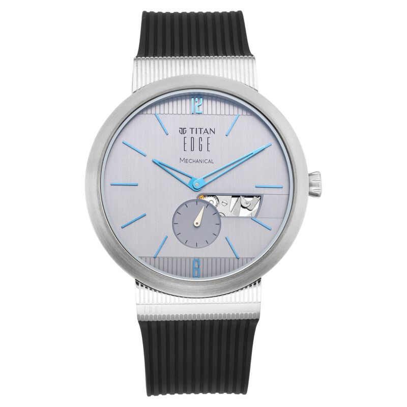 Buy Online Titan Edge Mechanical Black Dial Mechanical Rubber Strap ...