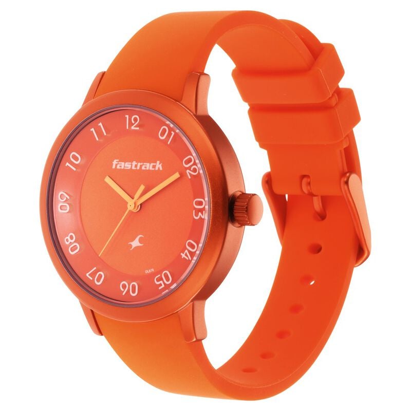 Buy Online Pop Colours Orange Dial Silicone Strap Watch for Girls ...