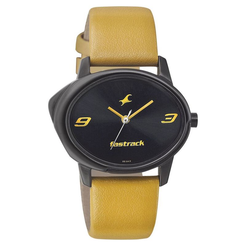 Buy Online Fastrack Quartz Analog Black Dial Leather Strap Watch for ...