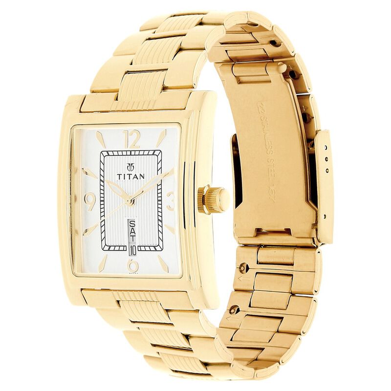Buy Online Titan Quartz Analog with Day and Date Silver Dial Stainless ...