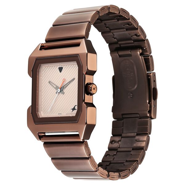 Buy Online Fastrack Pulse Quartz Analog Beige Dial With Brown Colour ...