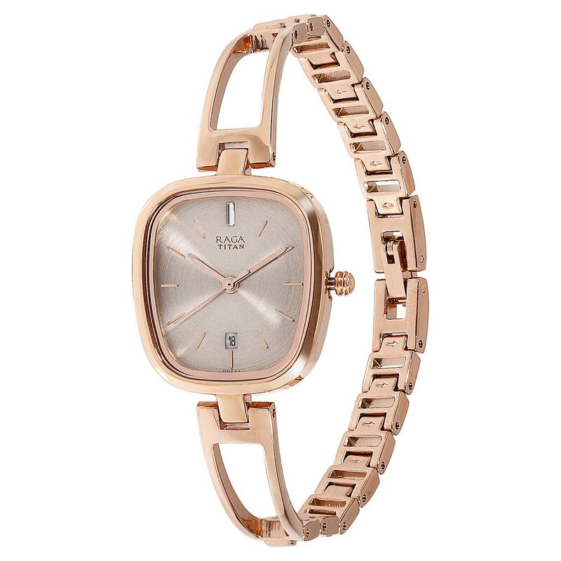 Buy Online Titan Raga Viva Grey Dial Analog with Date Rose Gold Metal ...