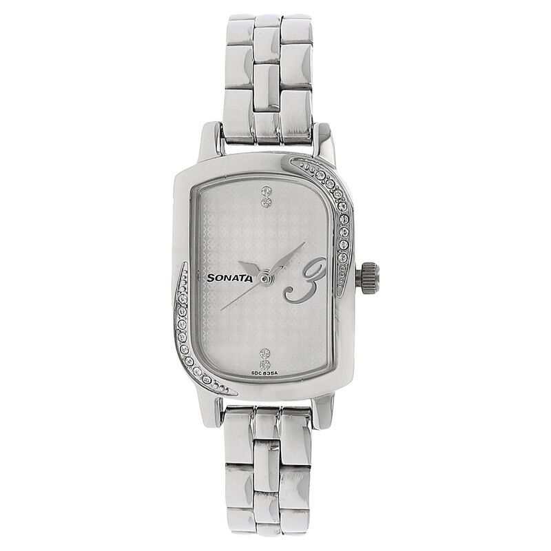 Buy Online Sonata Quartz Analog White Dial Stainless Steel Strap Watch ...