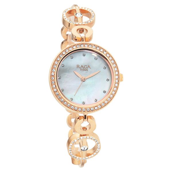 Buy Online Titan Raga Mother of Pearl Dial Women Watch With Metal Strap ...