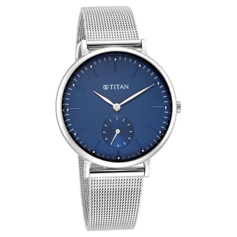 Buy Online Titan Slimline Quartz Analog Offset Second Hand Blue Dial ...