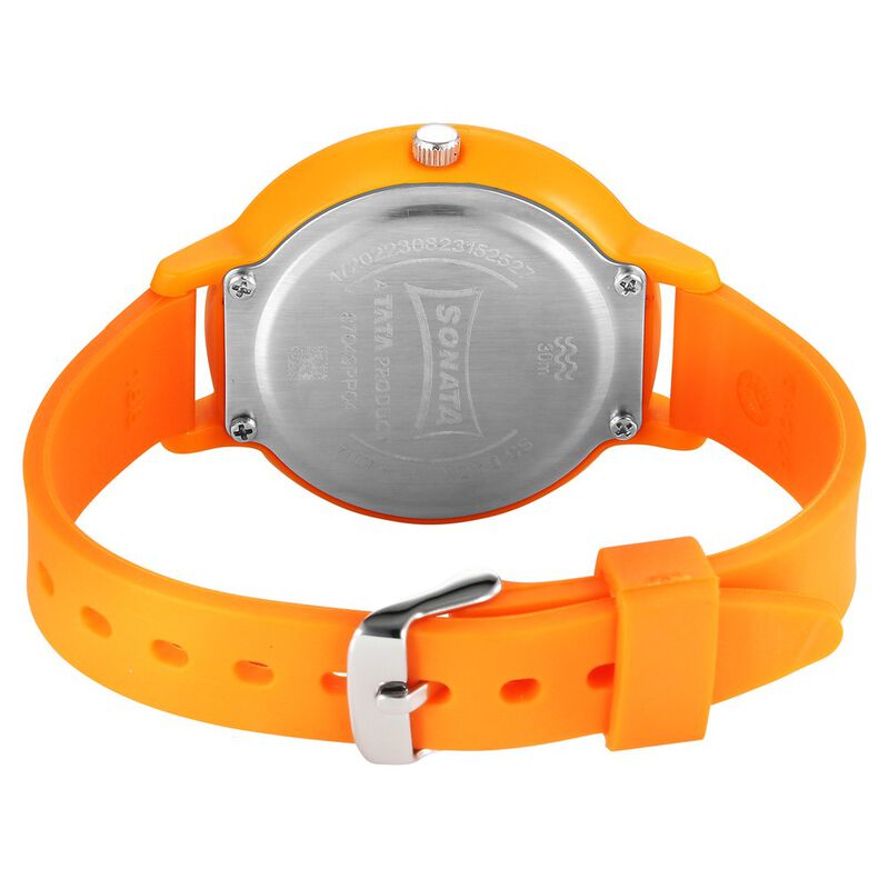 Buy Online Sonata Splash Quartz Analog Orange Dial Plastic Strap Watch ...