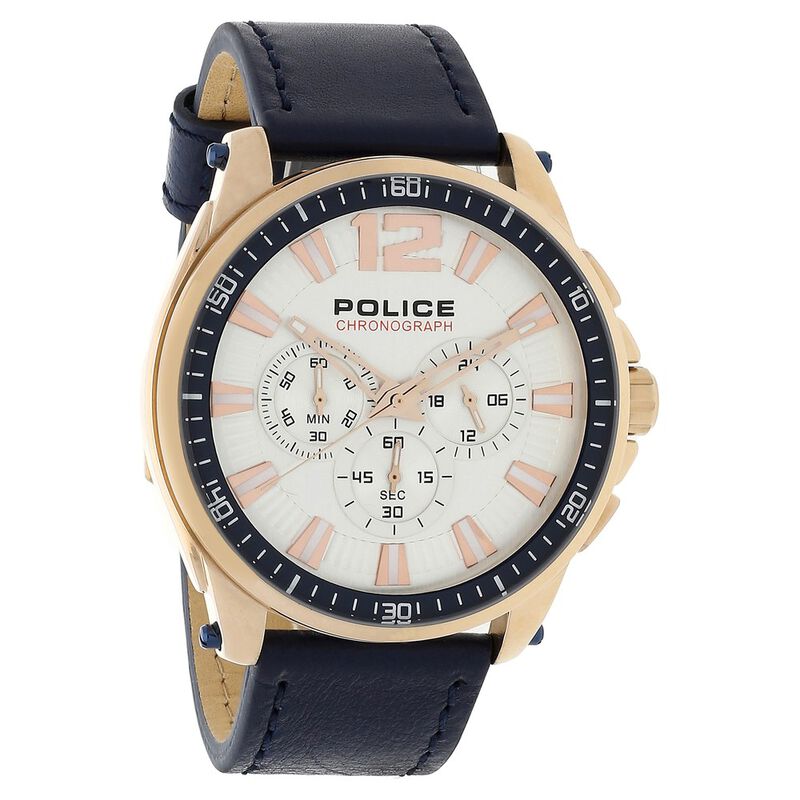 Buy Online Police Quartz Chronograph Silver Dial Leather Strap Watch ...
