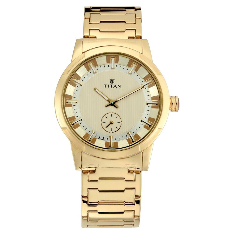 Buy Online Titan Grandmaster Champagne Dial Analog Metal Strap Watch ...