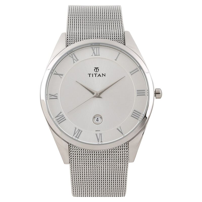 Buy Online Titan Quartz Analog with Date Silver Dial Stainless Steel ...