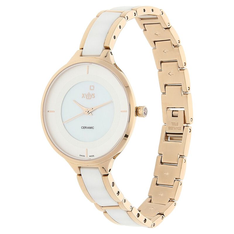 Buy Online Xylys Quartz Analog White Dial Steel & Ceramic Strap Watch ...