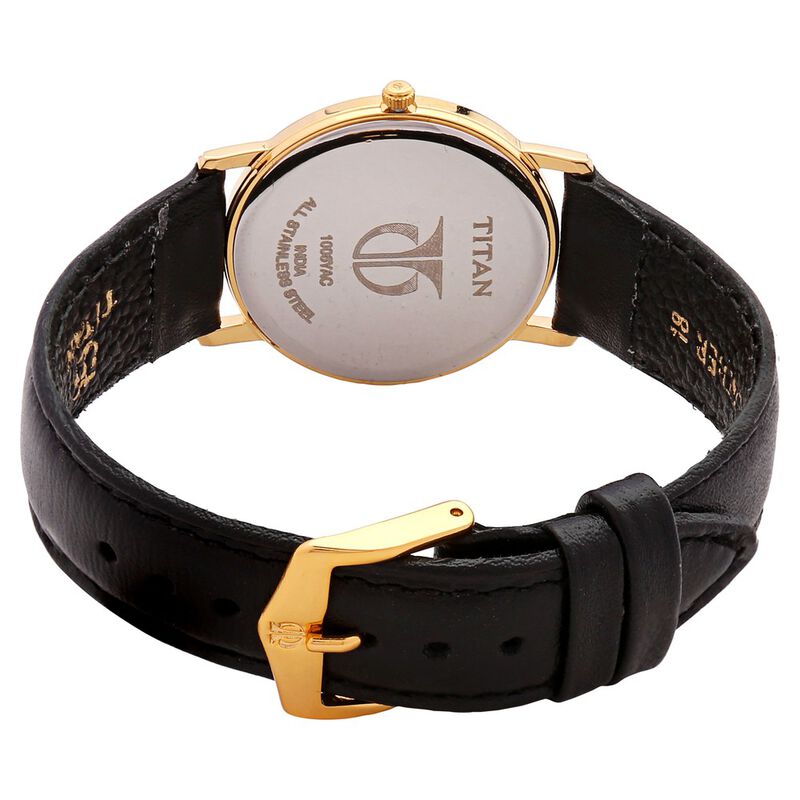 Buy Online Titan Quartz Analog Champagne Dial Leather Strap Watch for ...