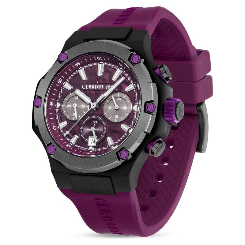 Buy Online Cerruti 1881 Purple Dial Silicone Strap Watch for Men ...
