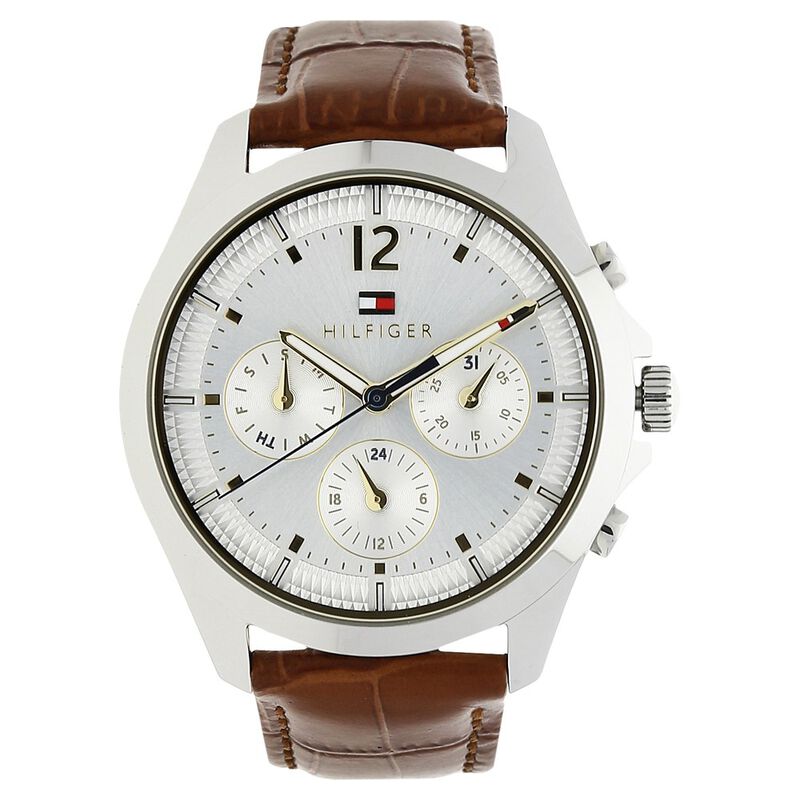Buy Online Tommy Hilfiger Quartz Multifunction Silver Dial Leather ...