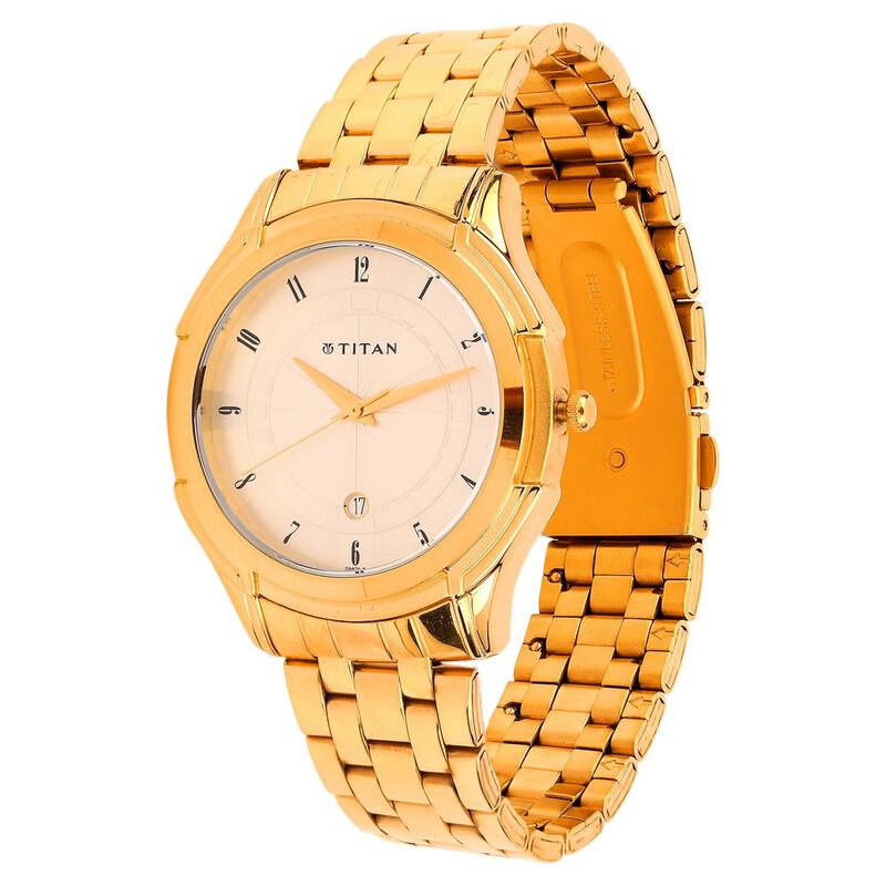 Buy Online Titan Tycoon Silver Dial Analog with Date Metal Strap watch ...