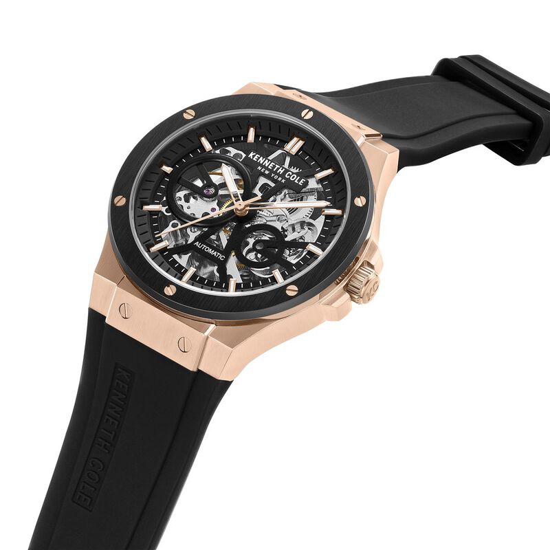 Buy Online Kenneth Cole Automatic Black Dial Stainless Steel Strap ...
