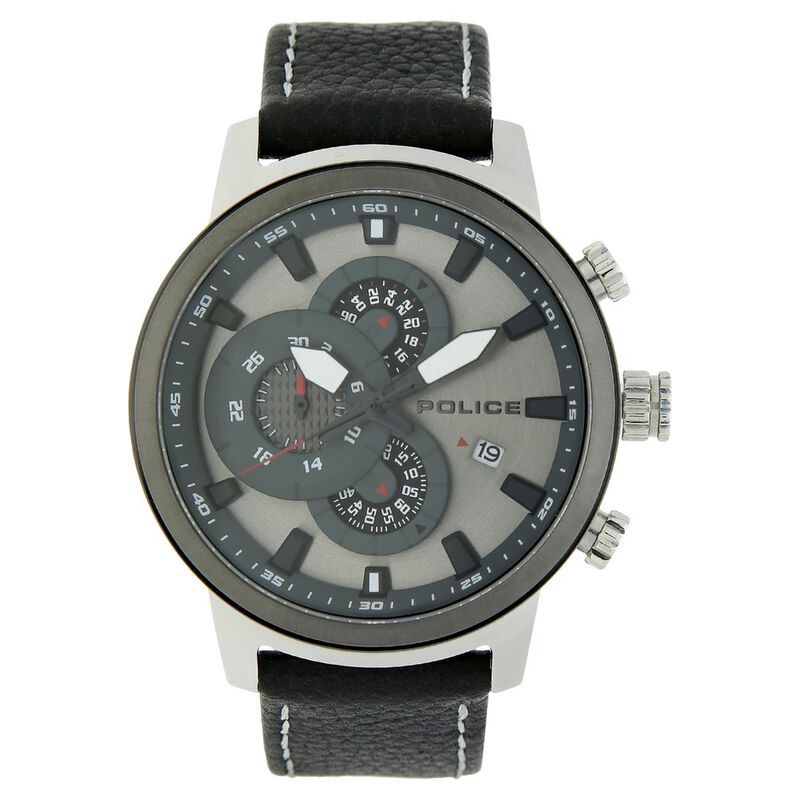 Buy Online Police Quartz Multifunction Silver Dial Leather Strap Watch ...