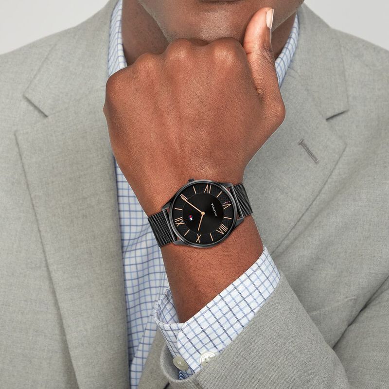 Buy Online Tommy Hilfiger Black Dial Black Stainless Steel Strap Watch ...