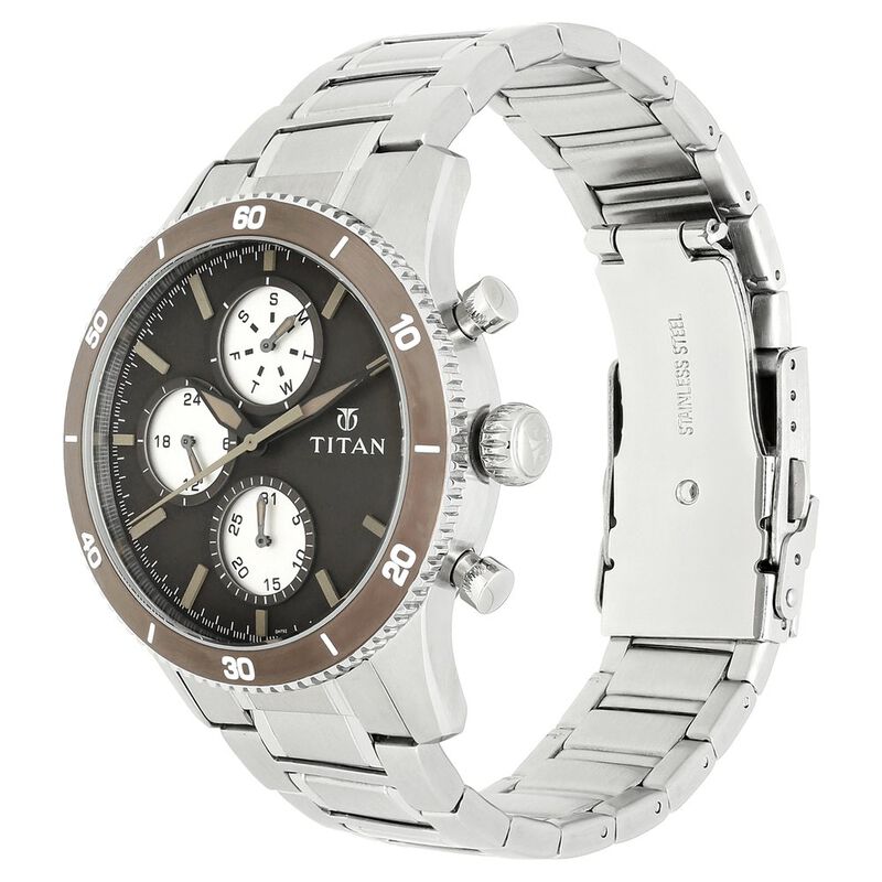 Buy Online Titan Chronograph Brown Dial Stainless Steel Strap watch for ...