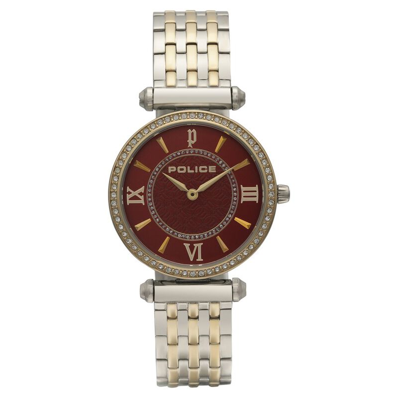 Buy Online Police Quartz Analog Brown Dial Metal Strap Watch for Women ...