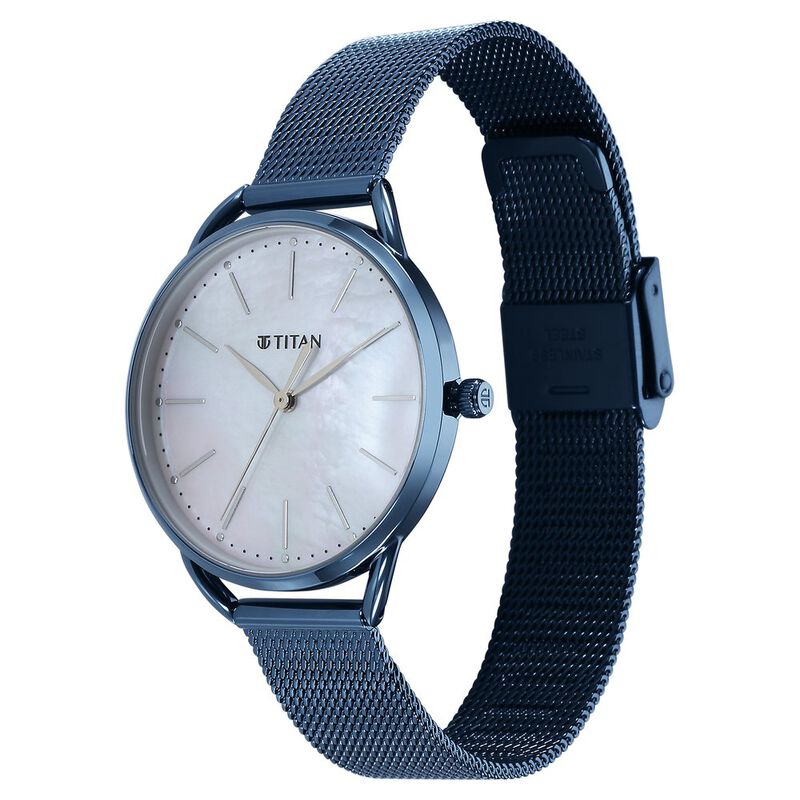 Buy Online Titan Slimline Quartz Analog Mother Of Pearl Dial Blue ...