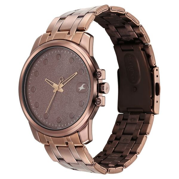 Buy Online Fastrack Pulse Quartz Analog Brown Dial With Brown Stainless ...