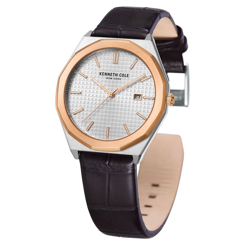 Buy Online Kenneth Cole Silver Dial Quartz Analog with Date Leather ...