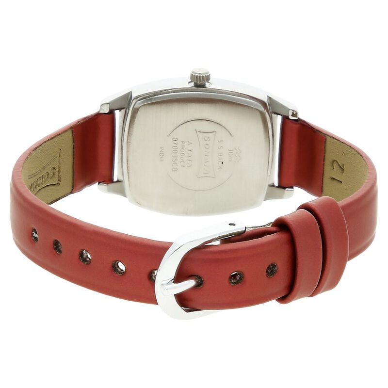 Buy Online Sonata Quartz Analog Red Dial Leather Strap Watch for Women ...