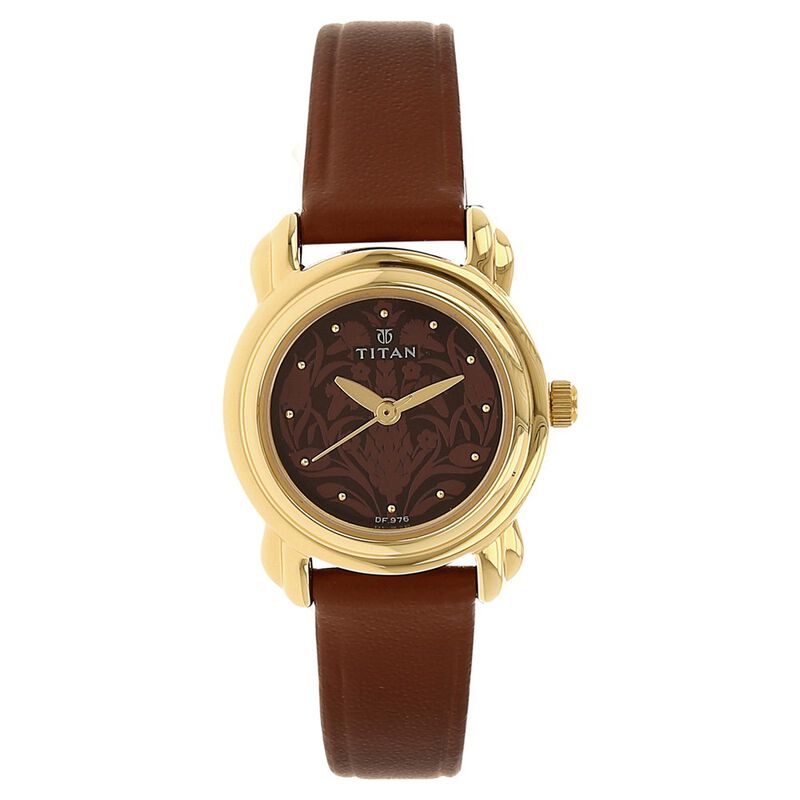 Buy Online Titan Quartz Analog Brown Dial Leather Strap Watch for Women ...