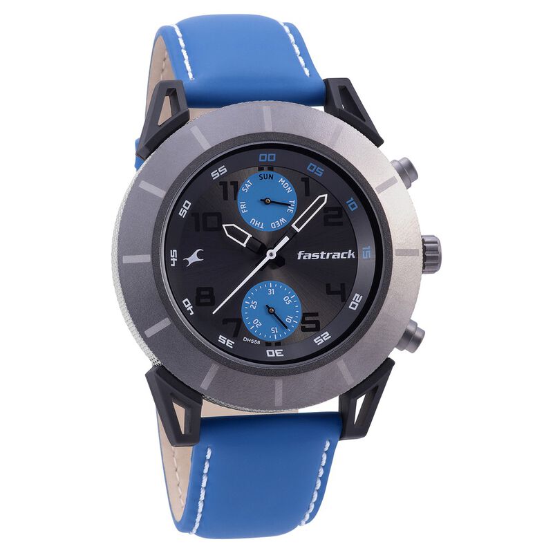 Buy Online Fastrack Modular Quartz Analog Anthracite Dial Leather Strap ...