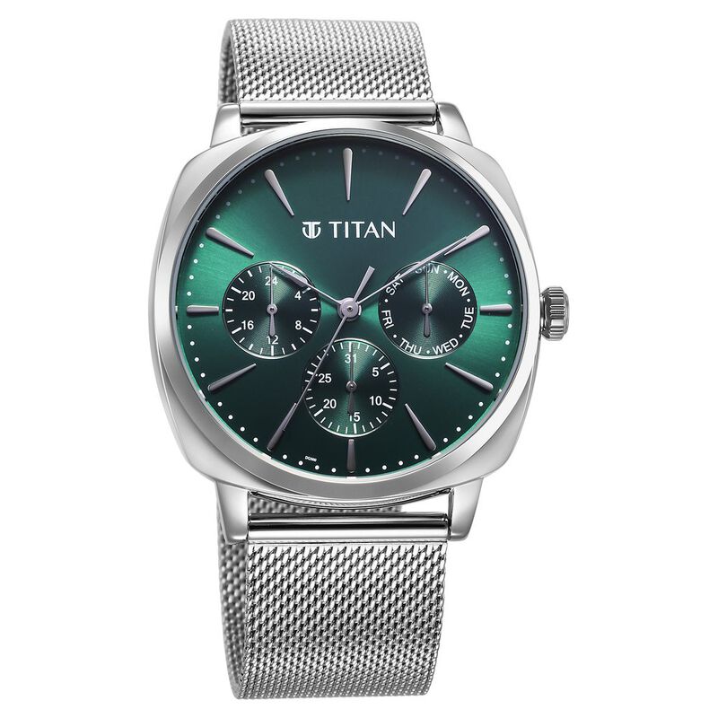 Buy Online Titan Classique Suave Quartz Green Dial Silver Stainless ...