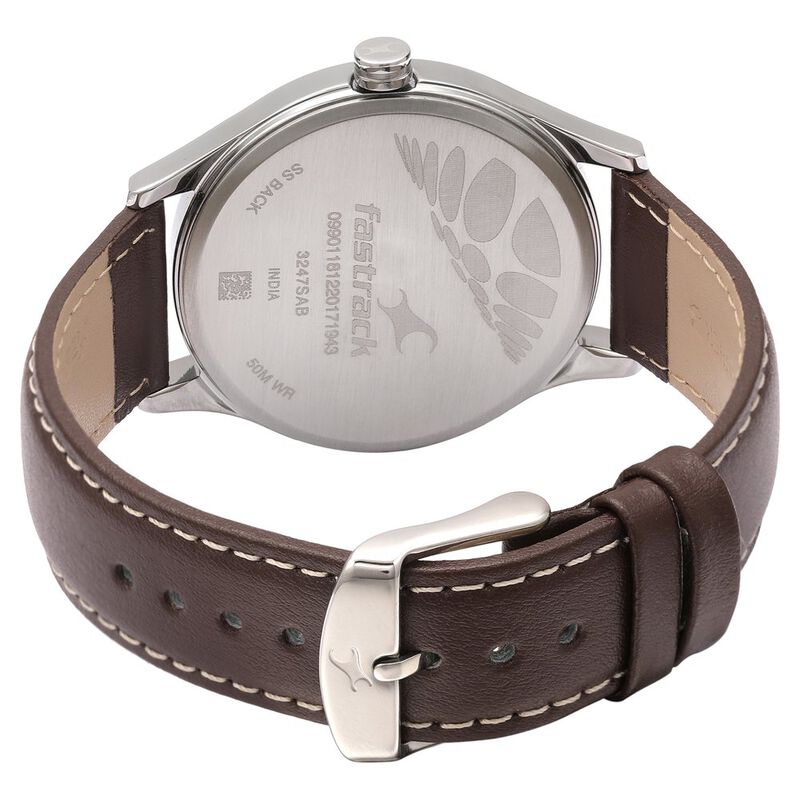 Buy Online Fastrack Bare Basics Quartz Analog Brown Dial Leather Strap ...