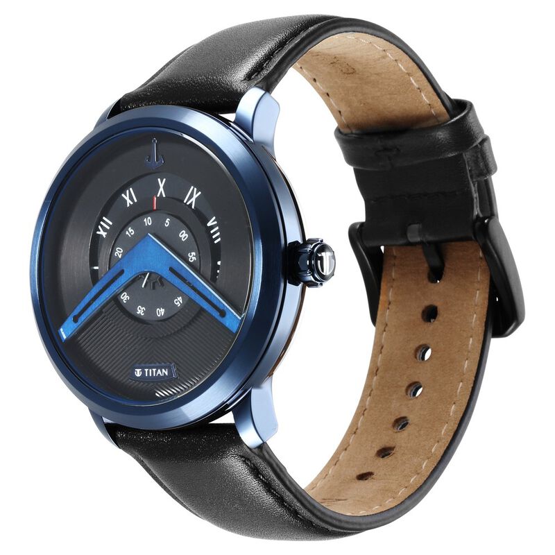 Buy Online Titan Maritime Black Dial Analog Leather Strap watch for Men ...