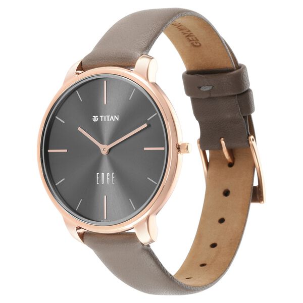 Buy Online Women Edge Black Dial Black Leather Strap Watch - ns2654wl01 ...