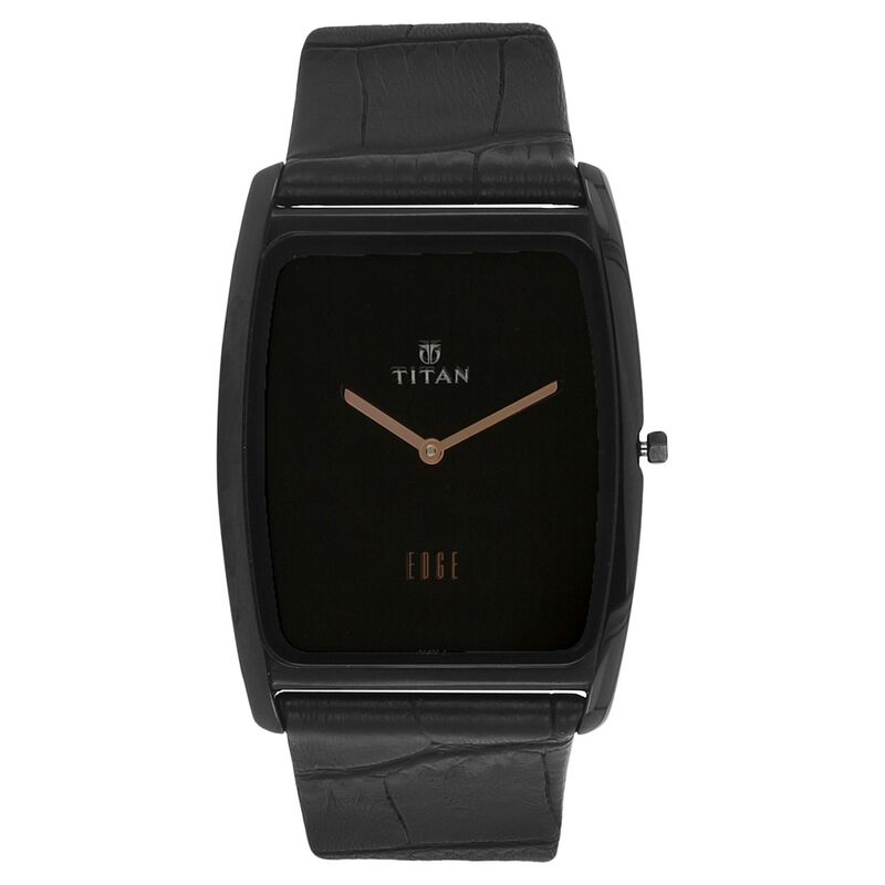 Buy Online Titan Edge Slim Leather Strap Black Dial Analog Watch for ...