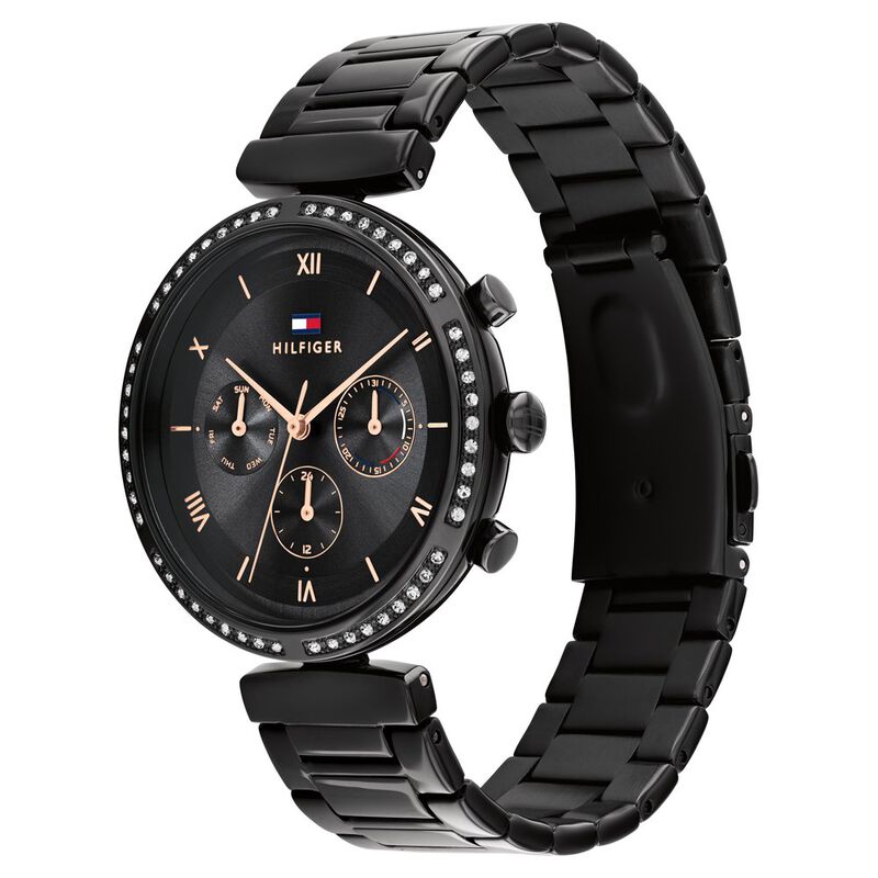 Buy Online Tommy Hilfiger Quartz Multifunction Black Dial Stainless ...
