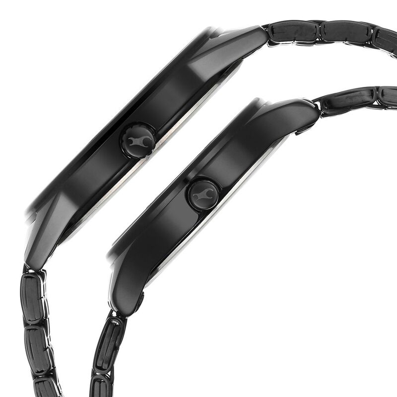 Buy Online Fastrack Mixmatched Quartz Analog Black Dial Black Stainless ...