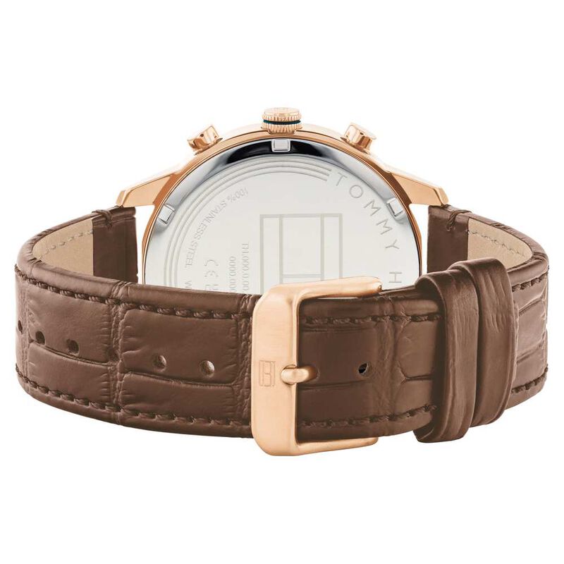 Buy Online Tommy Hilfiger Blue Dial Brown Colour Leather Strap Watch ...