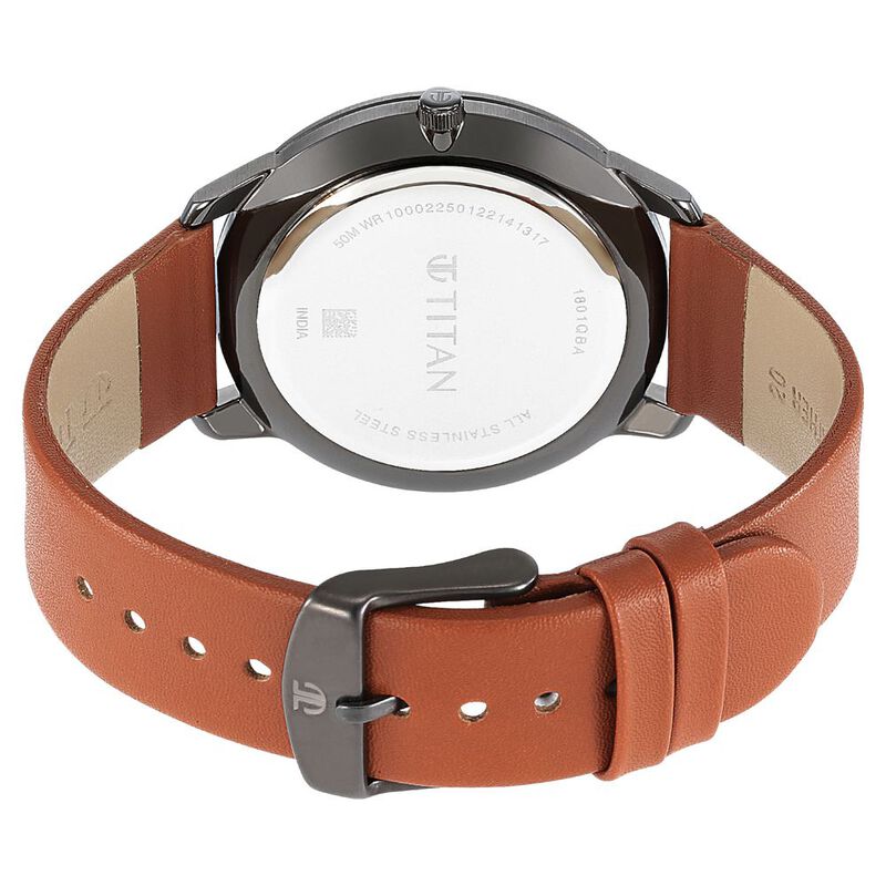 Buy Online Titan Geometrix Silver Dial Analog Leather Strap watch for ...