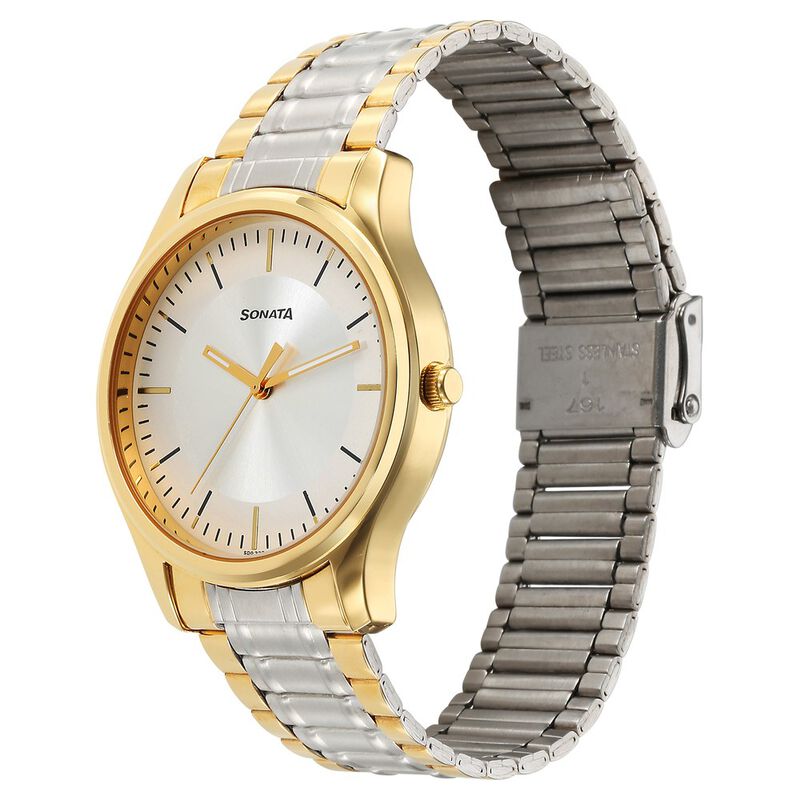 Buy Online Sonata Traditional Essentials Quartz Analog Silver Dial ...