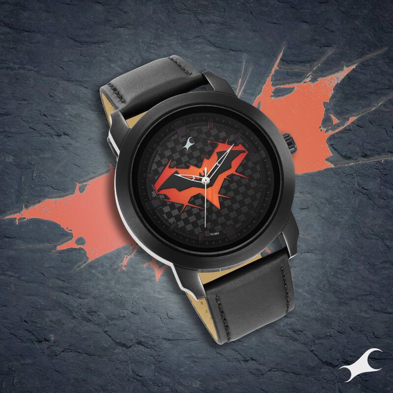 Buy Online Fastrack Batman Quartz Analog Black Dial Leather Strap Watch ...