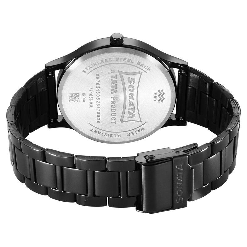 Buy Online Sonata Aspire Quartz Analog Black Dial Stainless Steel Strap ...