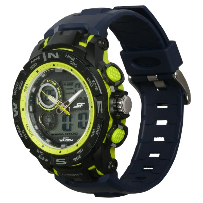 Buy Online SF Neon Quartz Analog Digital Dial PU Strap Watch for Men ...