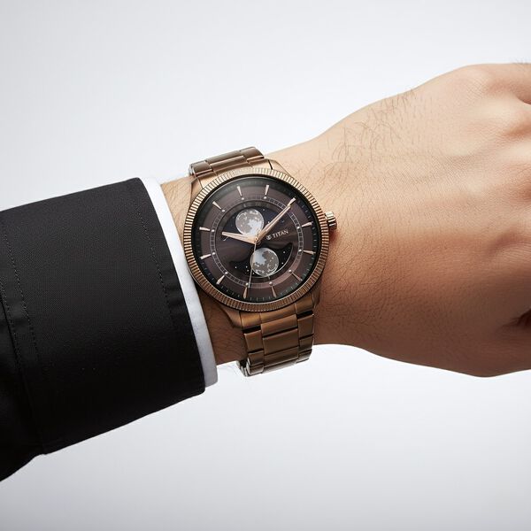 Buy Online Titan Stellar Analog with Dual Moon Phase and Brown Dial IP ...
