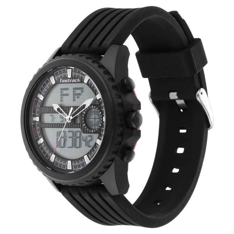 Buy Online Fastrack Streetwear Quartz Analog Digital Black Dial PU ...
