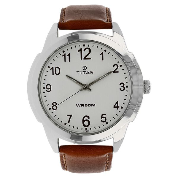 Buy Online Titan Quartz Analog White Dial Leather Strap Watch for Men ...