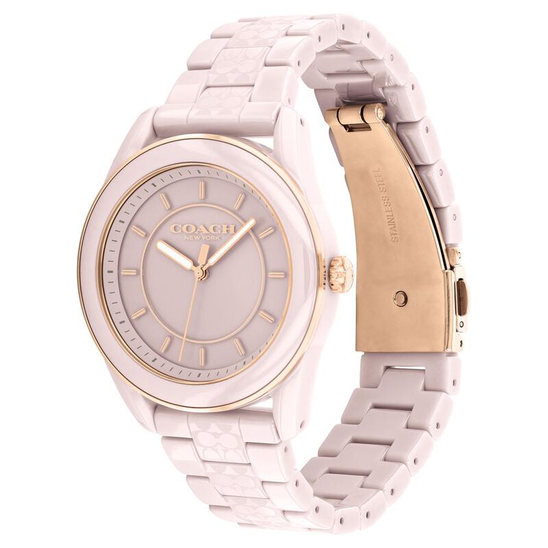 Buy Online Coach Quartz Analog Pink Dial Ceramic Strap Watch for Women ...